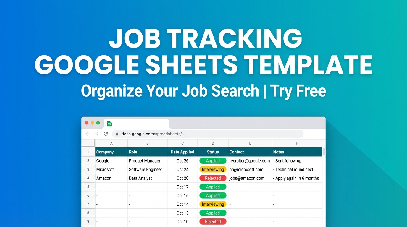 Job Tracking Google Sheets Template - Organize Your Job Search | Try Free
